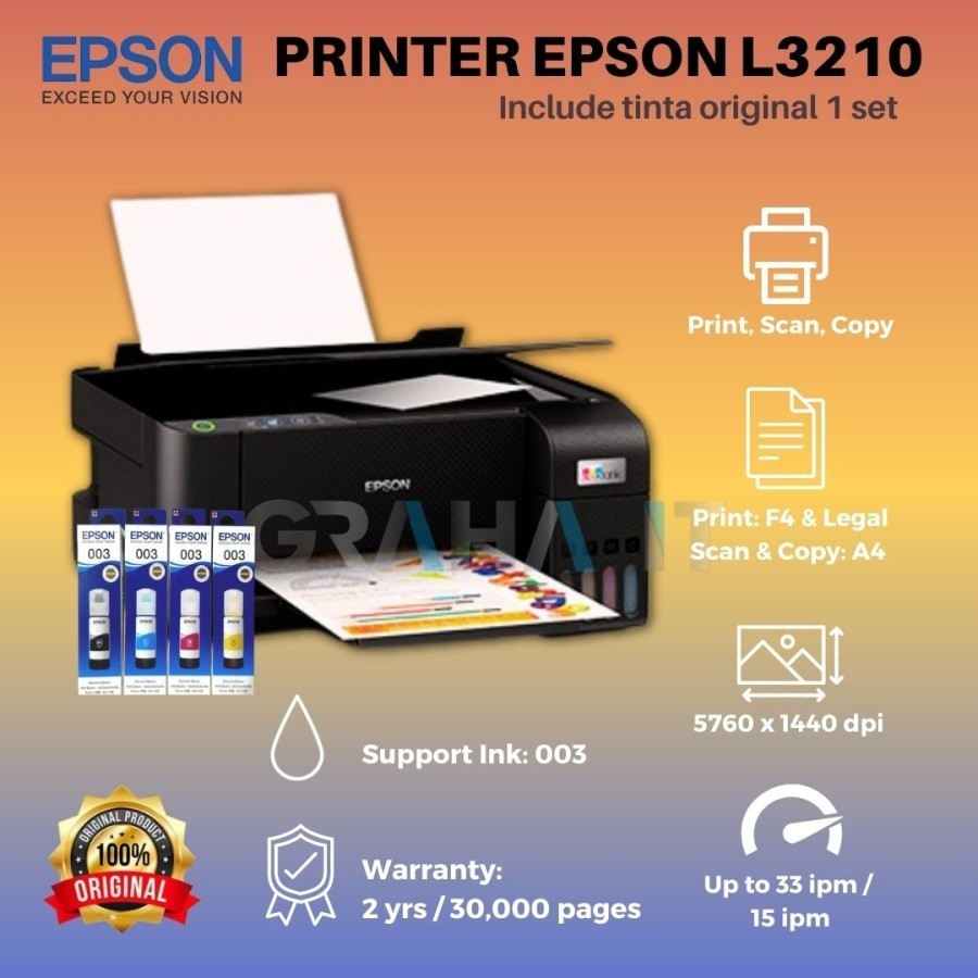 Jual Printer EPSON EcoTank L3210 All in One Ink Print Scan Copy ...