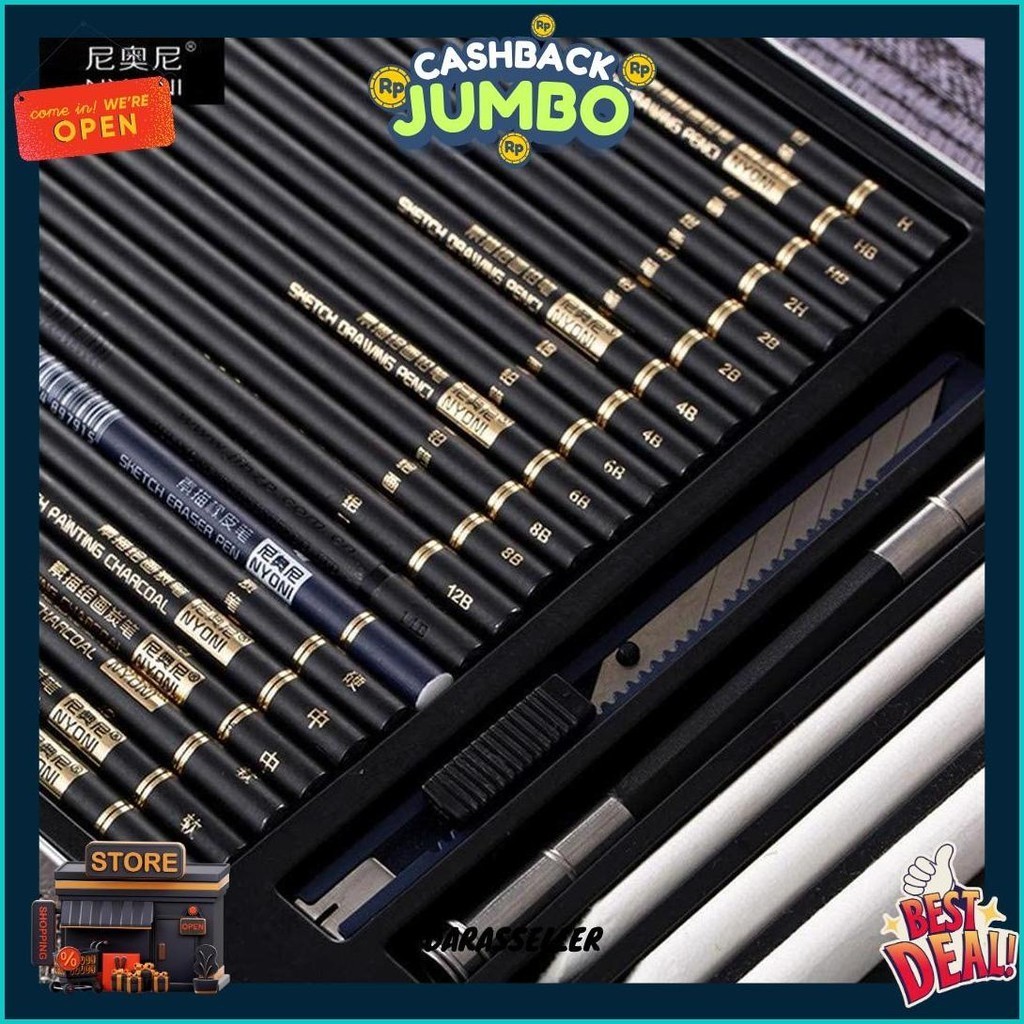 Jual (Dyi) Nyoni Sketch Drawing Pencil Set 29 / Pensil Lukis Sketsa Set ...