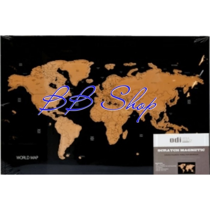Jual Ars Odi Papan Magnet Peta Dunia 60X40X2 Cm - Scratch Magnetic ...