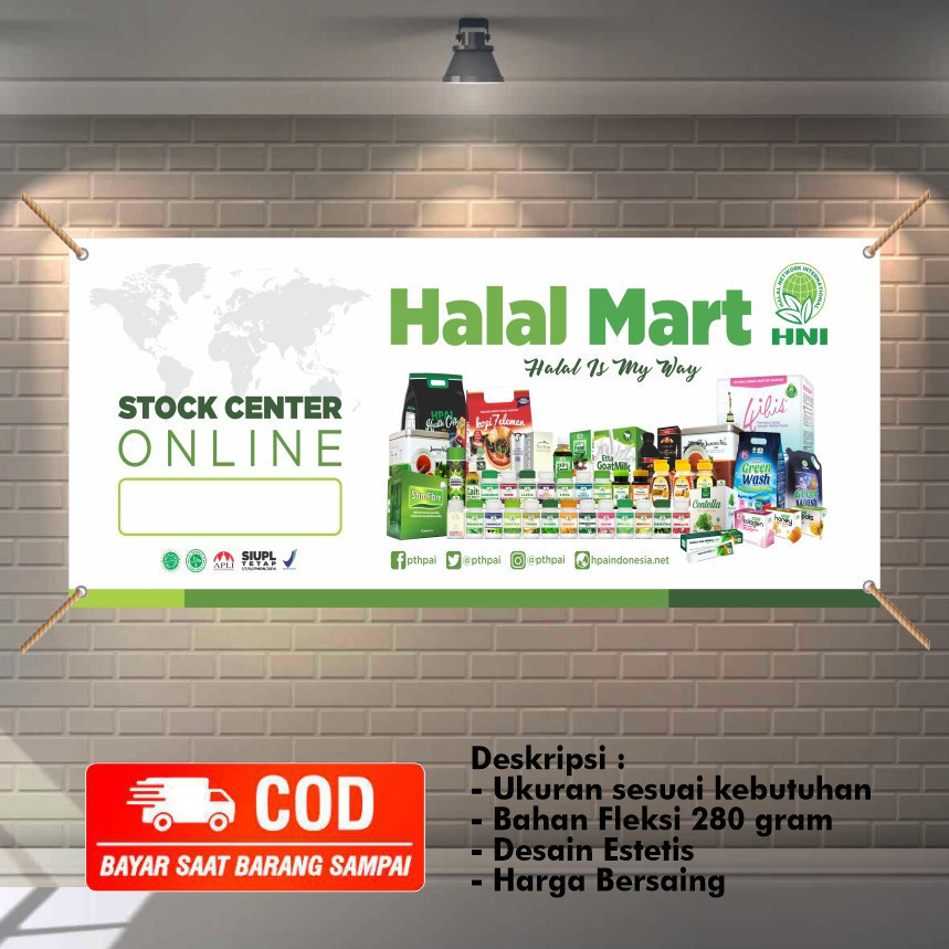 Jual SPANDUK BANNER AGEN HNI Halal Mart 200x100 | Shopee Indonesia