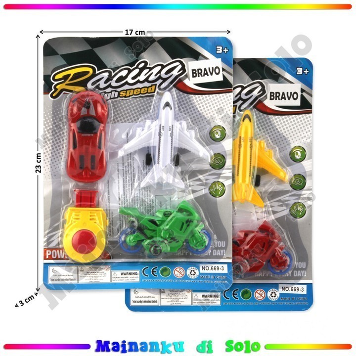 Jual [Mainanku] Kendaraan Ejection 3 Pcs Racing High Speed Press Mainan ...