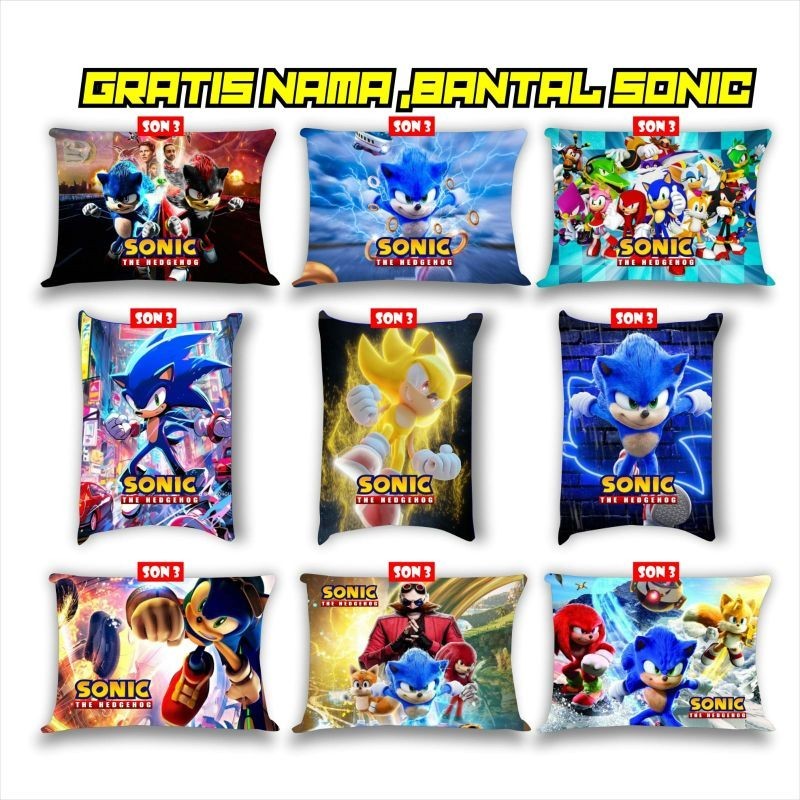 Jual BANTAL ANAK KARAKTER SONIC 60X40 FREE CETAK NAMA DAN PHOTO+GRATIS ...