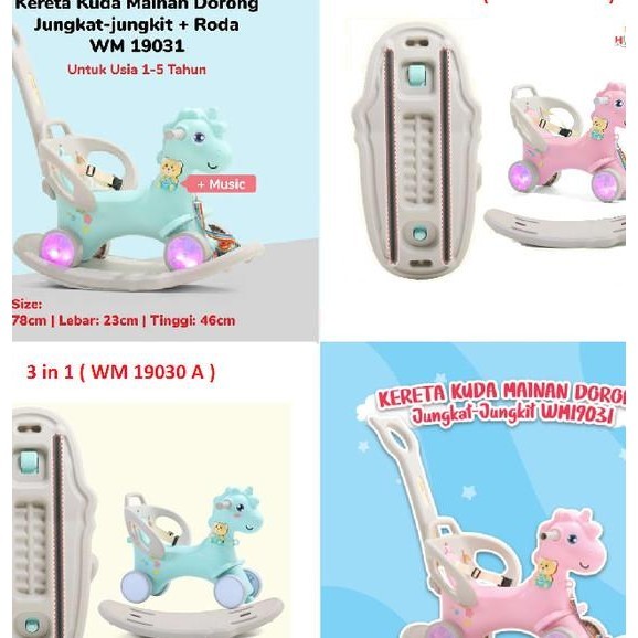 Jual Happy Play Roing Horse 4In1 3In1 2In1 Wm19031 Ride On Kuda Kudaan | Shopee Indonesia