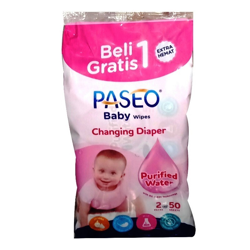 Jual S39531 TISSUE BASAH PASEO 50 SHEETS PACKS BABY/PINK BANDED 2 MAJU ...