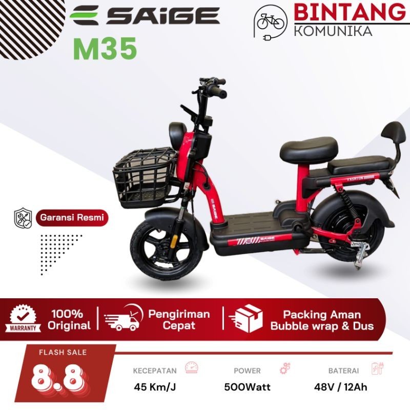 Jual [ Termurah Berkualitas ] Sepeda Listrik SAIGE M35 | 500W 48v12Ah ...