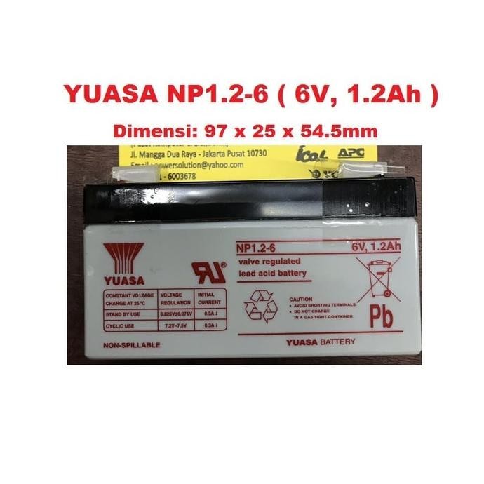 Jual Accu aki baterai Kering Yuasa NP1.2-6 6v 1.2Ah 1,2Ah 6v 1200mAh ...