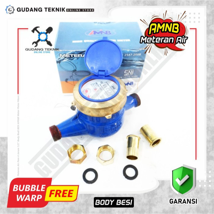 Jual Original Meteran Air Jarum 4 1/2" Body Besi Amnb Sni / Water Meter Ledeng Air Pdam 0.5 Inch ...