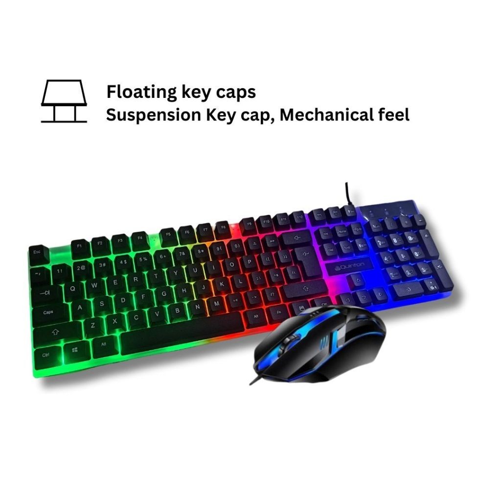 Jual Quinton T350 Keyboard combo mouse RGB USB wired full size 104Keys ...