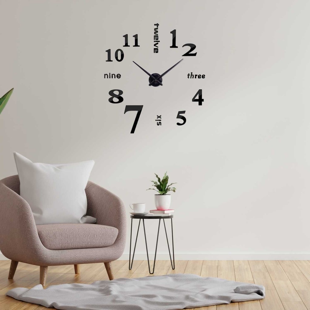 Jual Jam Dinding DIY Giant Wall Clock 50-60cm Model English Word - DIY ...