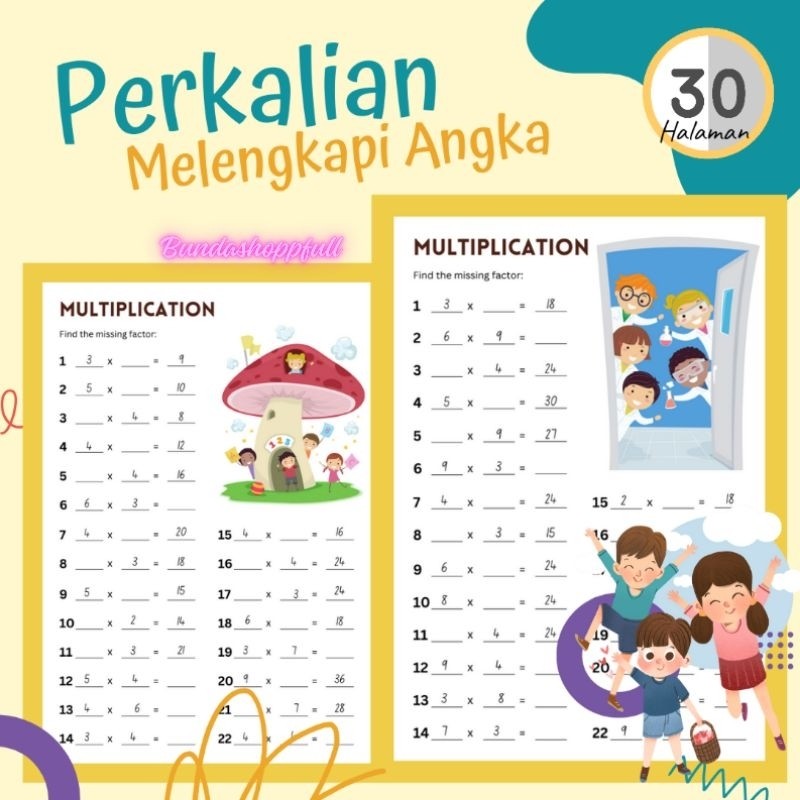 Jual Perkalian melengkapi angka Worksheet lembar kerja tinggal print ...