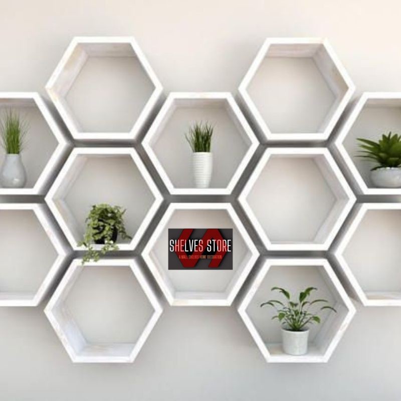 Jual Shelv Mini Rak Kayu Hexagonal 1 Buah Rak Bunga Heksagonal Wooden ...