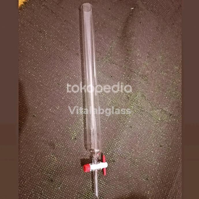 Jual kolom kromatografi ID 10 mm panjang 300 mm pyrex kran teflon ...
