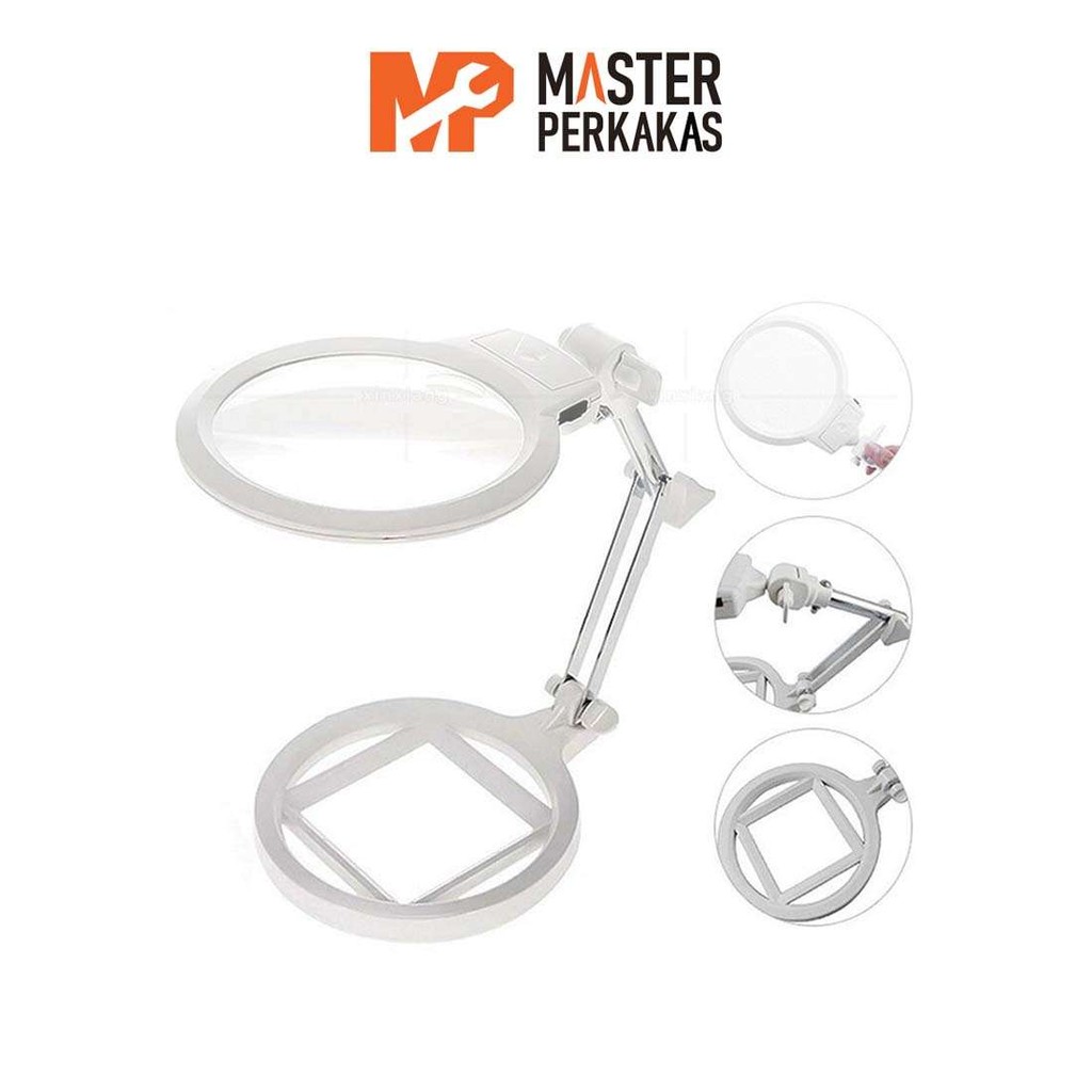 Jual Kaca Pembesar Meja LED Lipat 2X 6X 130mm AE76 MP / Lampu Lup Lensa ...