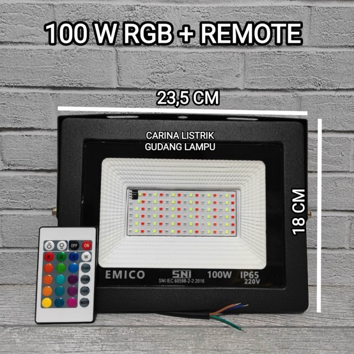 Jual Produk EMICO LAMPU LED SOROT 100W RGB WARNA WARNI + REMOTE SMD ...