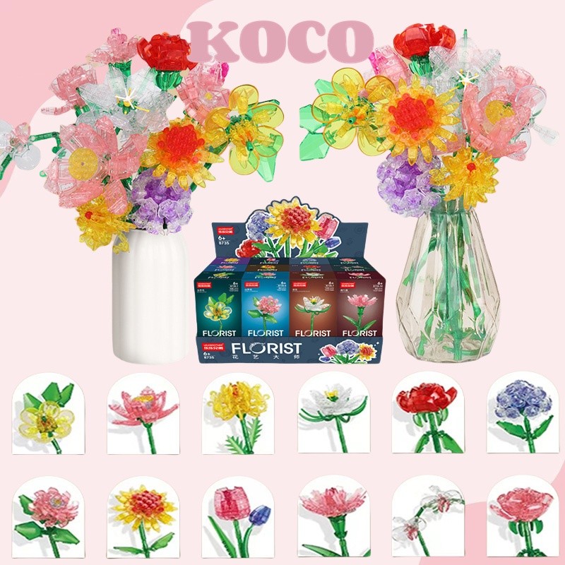 Jual KOCO Blok Bangunan Bunga transparan Kristal Buket Bunga Bangunan ...