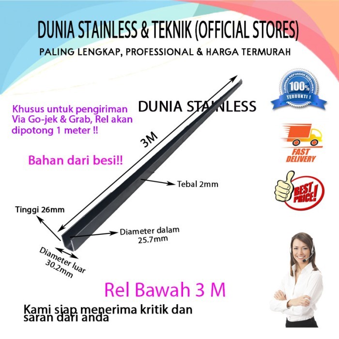 Jual Terlaris!! Rel Besi Bawah 3M Garasi Pintu Besi Penyekat Ruangan ...