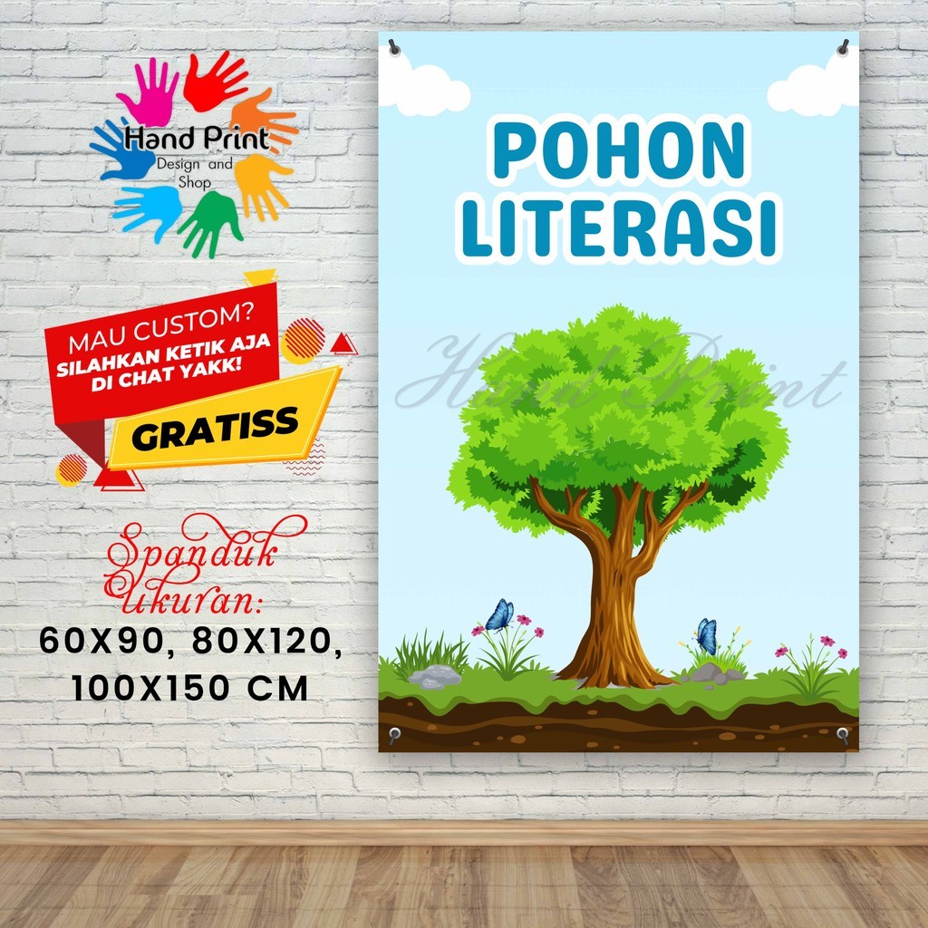 Jual Cetak Spanduk Banner Pohon Literasi Sekolah Family Biru Langit ...