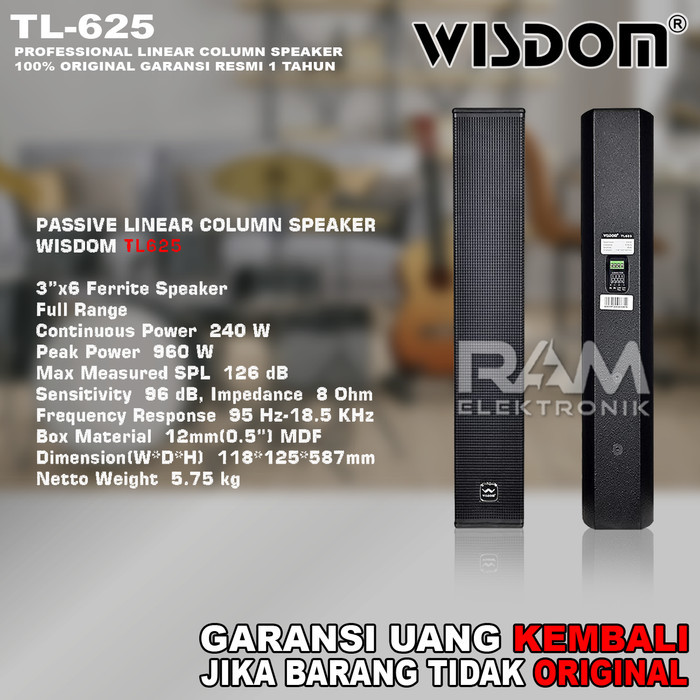 Jual Speaker Pasif Colum Column WISDOM TL625 TL 625 Original Harga 1 ...