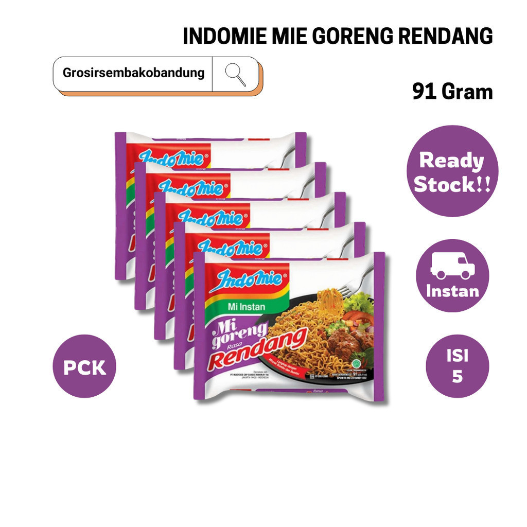 Jual INDOMIE MIE GORENG RENDANG PCK 91g - 5 Pcs - Kota Bandung | Shopee ...