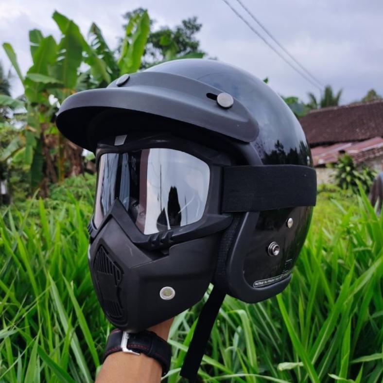 Jual VIRAL HELM BOGO DEWASA GOGLE MASK RETRO an | Shopee Indonesia