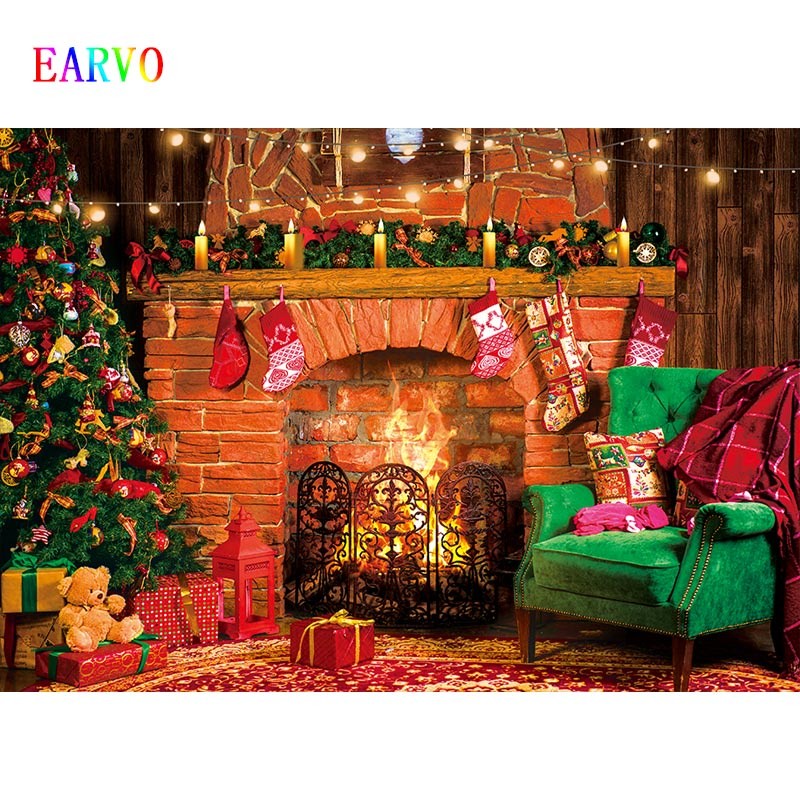 Jual Natal latar belakang perapian pohon musim dingin latar belakang ...
