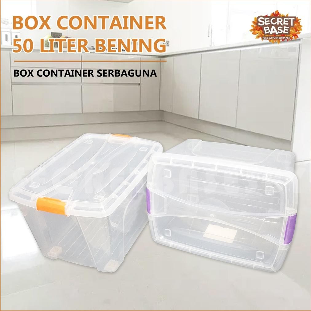 Jual ukd- BOX CONTAINER 50 LITER + RODA - Transparan / Box Serbaguna ...