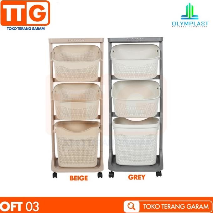 Jual OLYMPLAST RAK TROLLEY PLASTIK KERANJANG LAUNDRY FLEXIBLE OFT - 03 ...