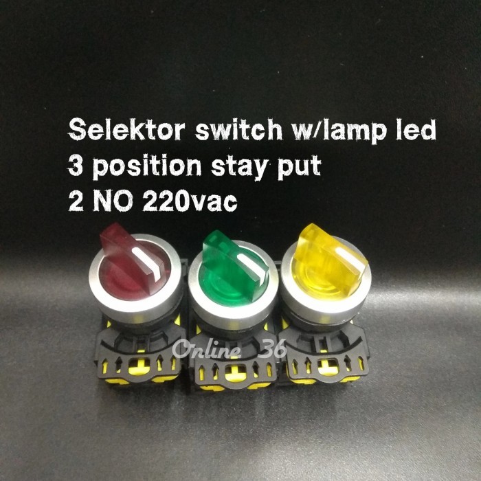 Jual SELECTOR SWITCH 3 POSISI W/LAMP LED 2NO LA115-A5-20XSD BARU ...