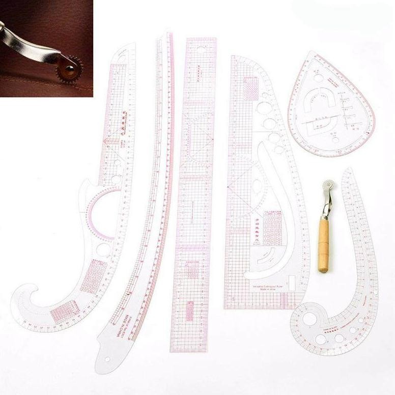 Jual nl-8 7PCS/SET tailor ruler Clear measuring kit sewing drawing ...