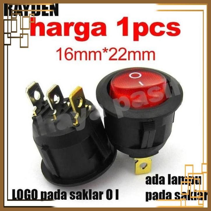 Jual [WGL] Saklar Switch Bulat 3 pin logo 0I RAYDEN dengan lampu ...
