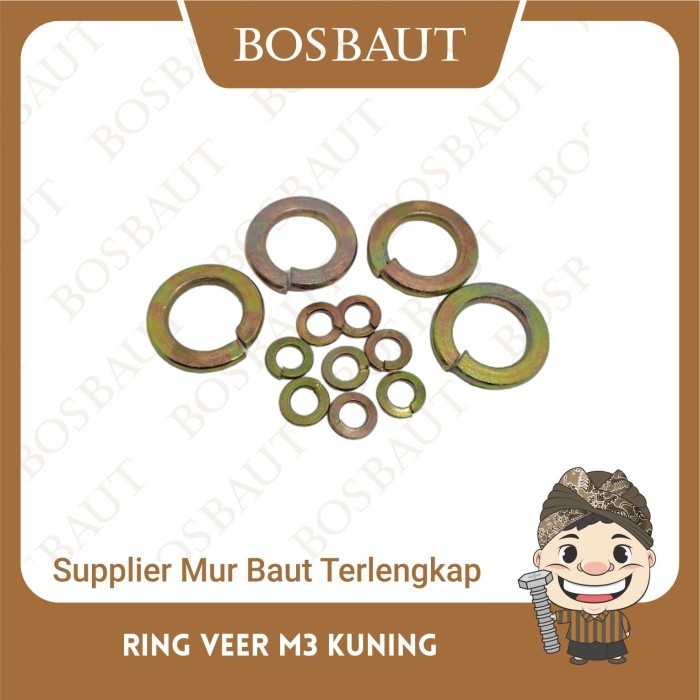 Jual Ring Veer Besi Kuning - Spring Washer Ukuran M3 | Shopee Indonesia