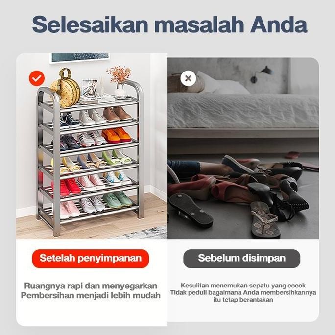 Jual Free Shipping6Susun Rak Sepatu & Sendal Stainless Steel 6/5/4/3 ...