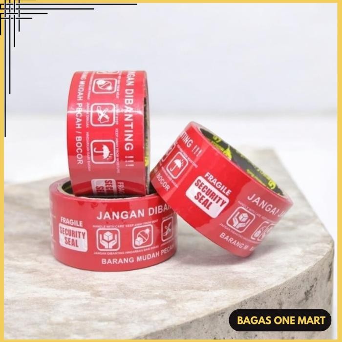 Jual LAKBAN LABEL MERAH FRAGILE SECURITY SEAL JANGAN DIBANTING BARANG ...