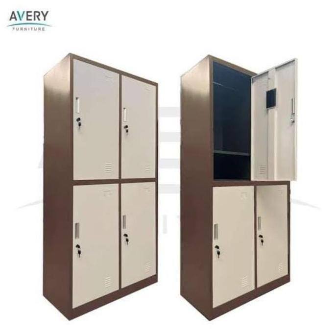 Jual Loker Besi Lemari Locker Pakaian 4 Pintu + Gantungan Baju Coklat ...