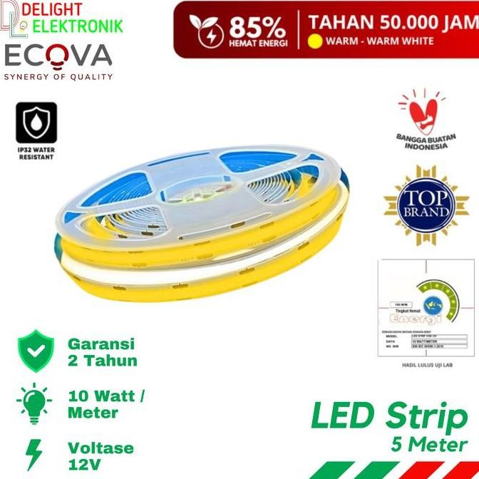 Jual Lampu LED Strip COB Ecova Panjang 5 Meter IP32 Indoor 12V Volt ...