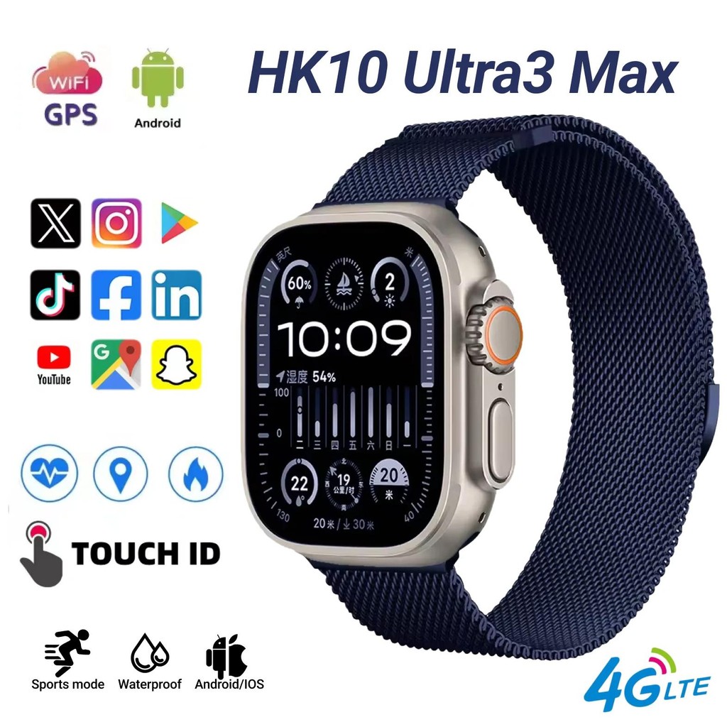 Jual Original HK10 Ultra 3 MAX Smart Watch 4GB ROM AI ROBOT Network ...