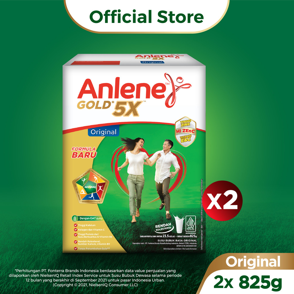 Jual Anlene Gold 5X Susu Bubuk Dewasa Original 2 x 825g - Nutrisi ...