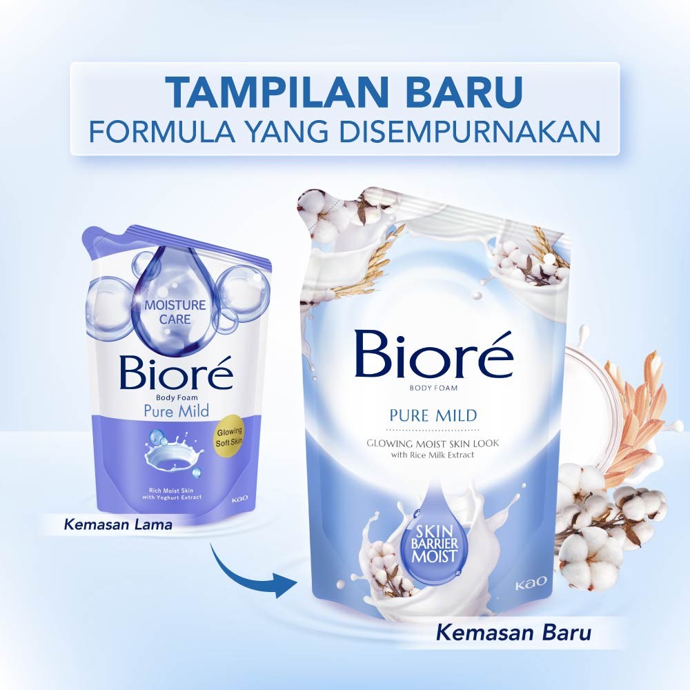 Jual Biore Body Foam Sabun Mandi Cair Pure Mild Pouch 800ml Fourpack ...