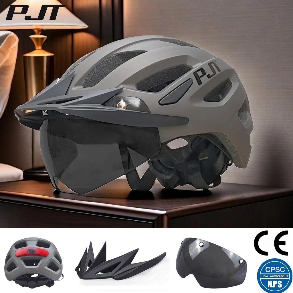 Jual Pjt New Led Bike Helmet With Sun Goggle Visor Rechargeable Led Men ...