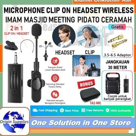 Jual Mikrofon Mic Clip On Wireless UHF Presentasi Tur Imam Masjid Musholla - Mic Tiktok - Mic ...