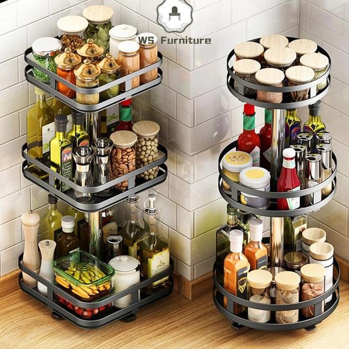 Jual Rak Bumbu Putar Berputar 360 Derajat Rak Bumbu Dapur Stainless ...