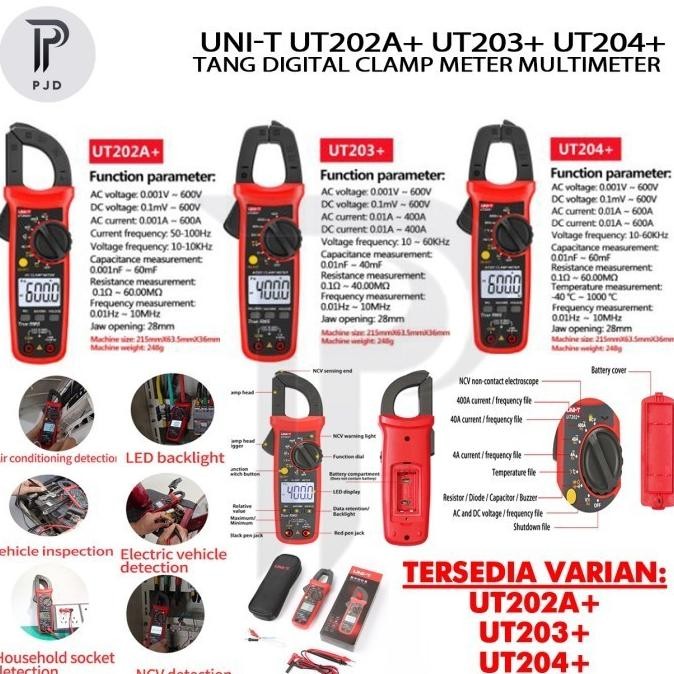 Jual Uni-T UT202A+ UT203+ UT204+ Digital Clamp Meter Multimeter Tang Amper | Shopee Indonesia