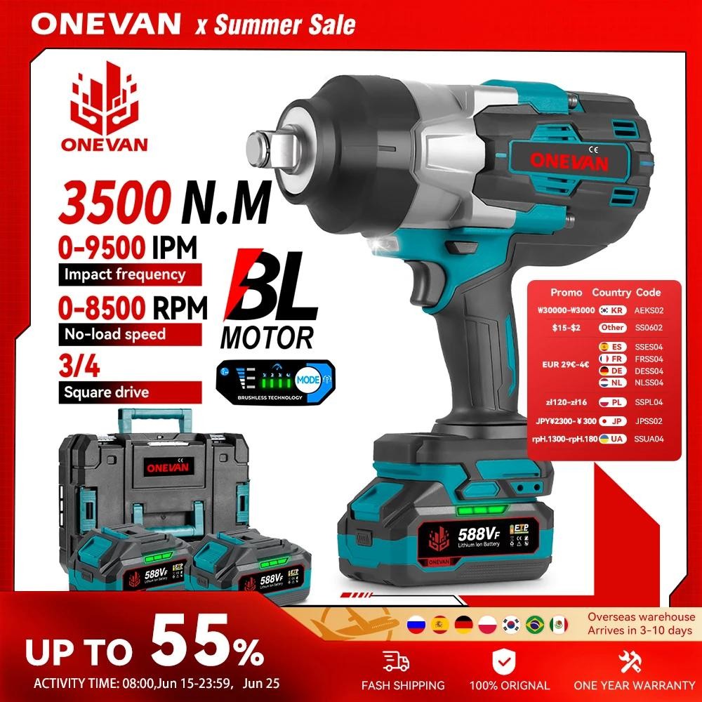 Jual ONEVAN 3500N.M Brushless Electric Impact Wrench 3/4 inch Cordless ...