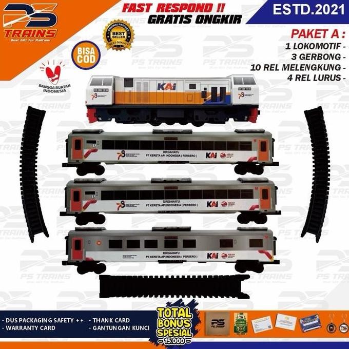 Jual MAINAN KERETA API CC206 HUT KAI 78 MINIATUR HANDMADE KAYU PLASTIK ...