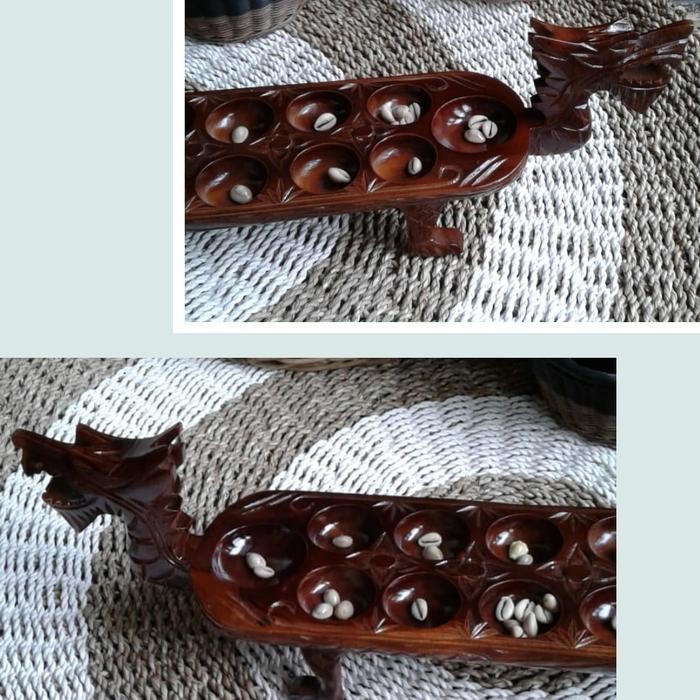 Jual TERBARU! Dakon Congklak Kayu Jati model Naga Free biji congklak ...