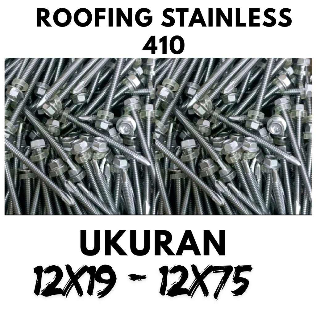 Jual PAKET ROOFING STAINLESS 410 UKURAN 12 SERIES - SCREW STAINLESS ...