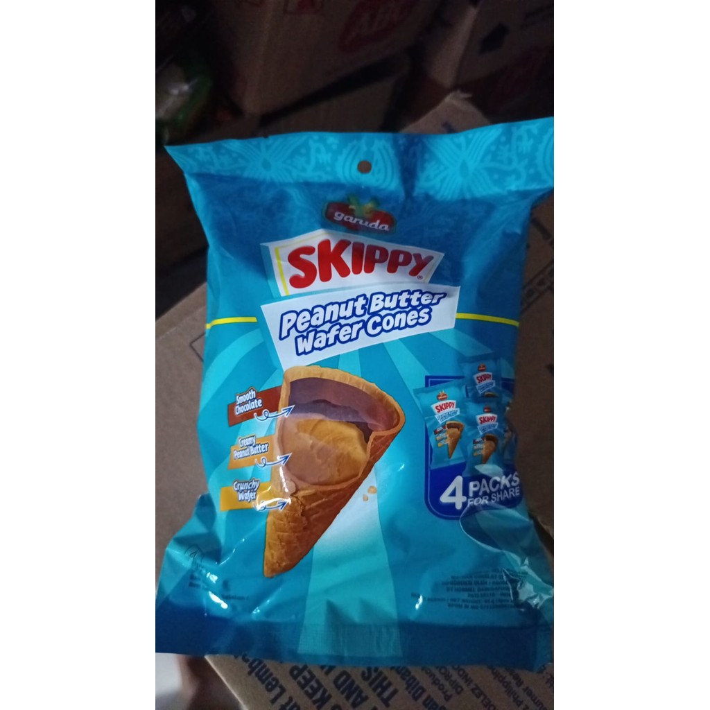 Jual Garuda SKIPPY Wafer Cones 44gr (Ipack isi 4pcs @@11gr) | Shopee ...