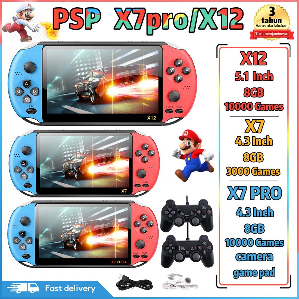 Jual PSP X7 PRO/X12 Gameboy Handheld Game Console Player 4.3 Inch 8G ...