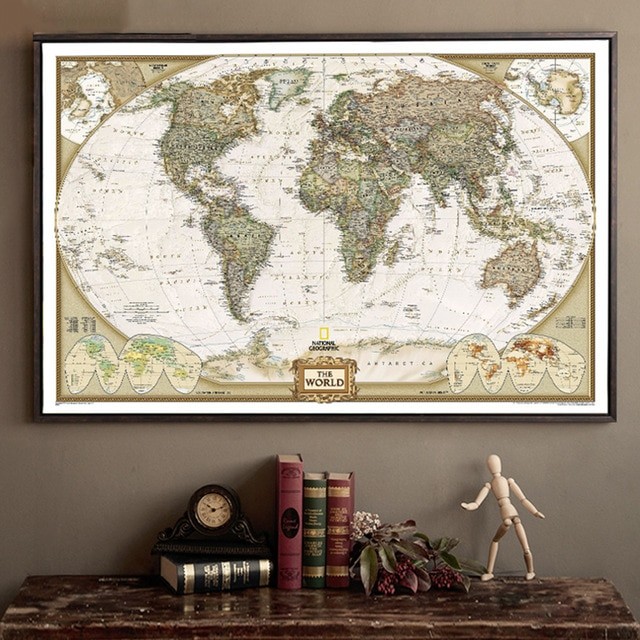 Jual Poster Peta Dunia Large Vintage World Map 103x69cm - N401 Original ...