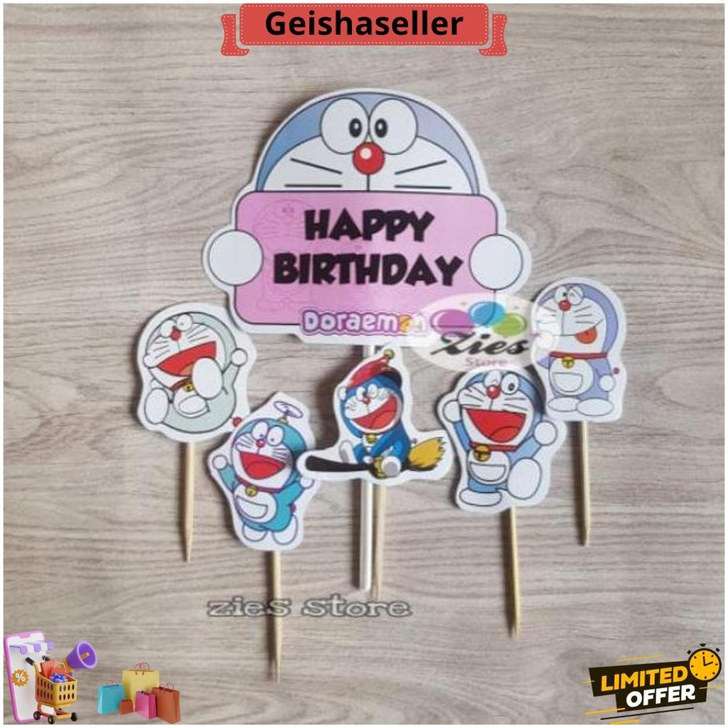 Jual Cake Topper Happy Birthday / Cake Topper Doraemon / Hiasan Kue ...